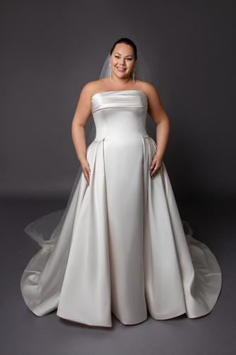 WSP123-Slim Aline wedding dress with pleats on side cuff detail on ...