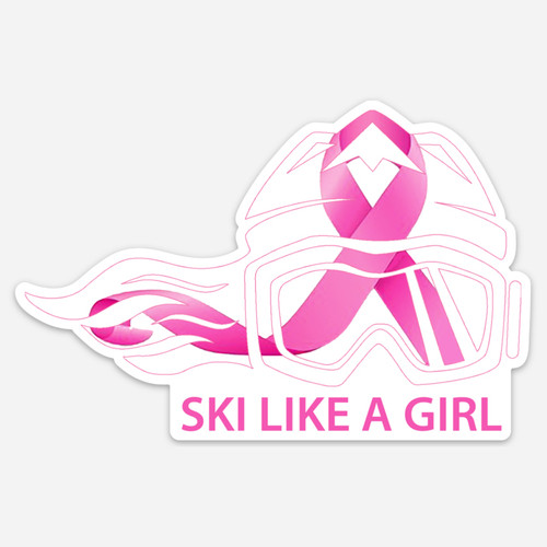 Ski Like A Girl Sticker Breast Cancer Awareness | Ski Like A Girl