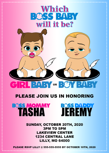 BOSS BABY Gender Reveal Invitation | Air It Events