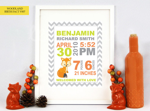 Woodland Themed Birth Facts | store