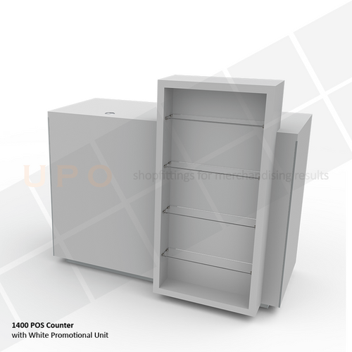 1400 POS Counter with White Front Promotional Unit | UPO Limited