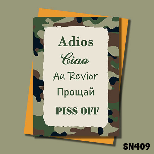 Piss Off Military Themed Leaving Card | Jolly Ginger Cards