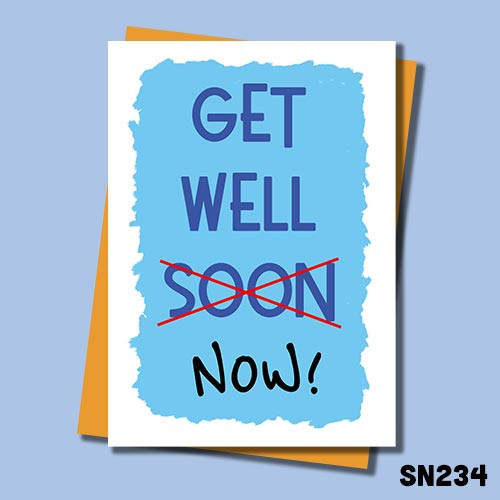 Get Well Now Card - Blue | Jolly Ginger Cards