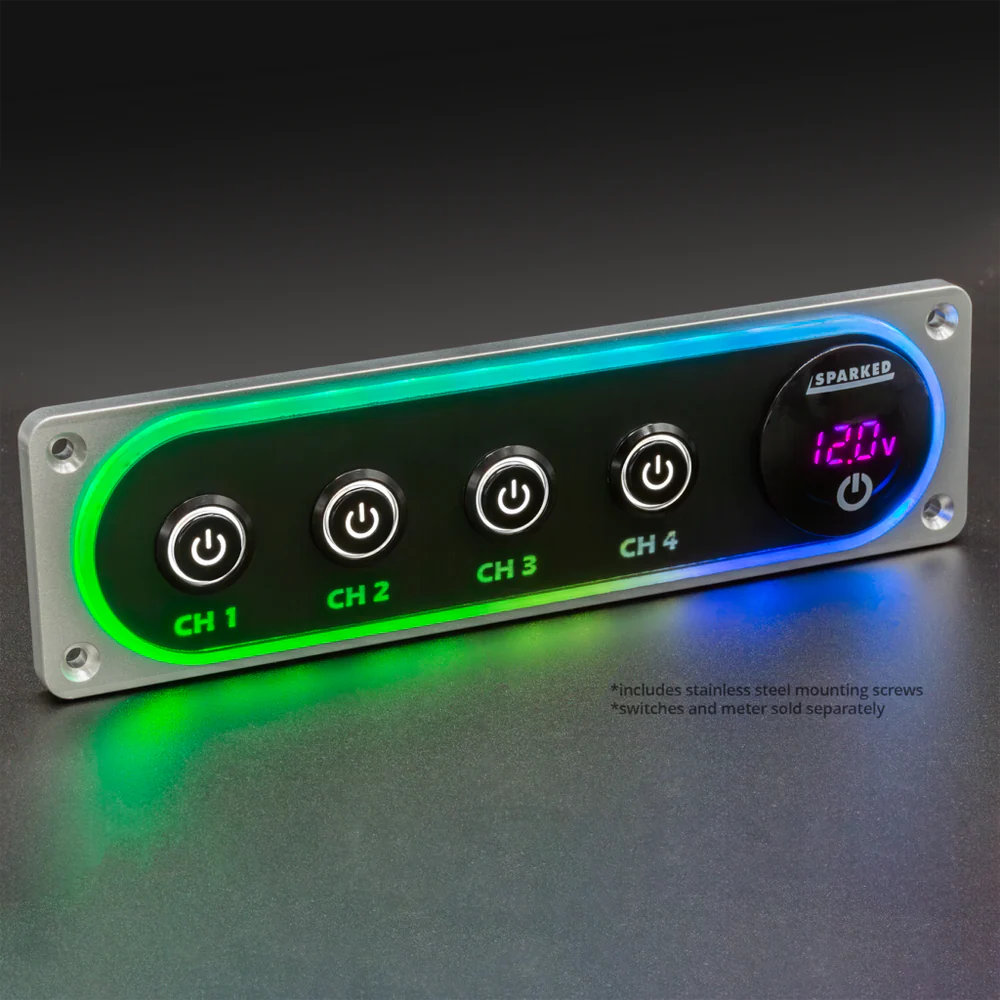 Illuminated Silver Single DIN Aluminum Switch And Voltmeter Panel ...