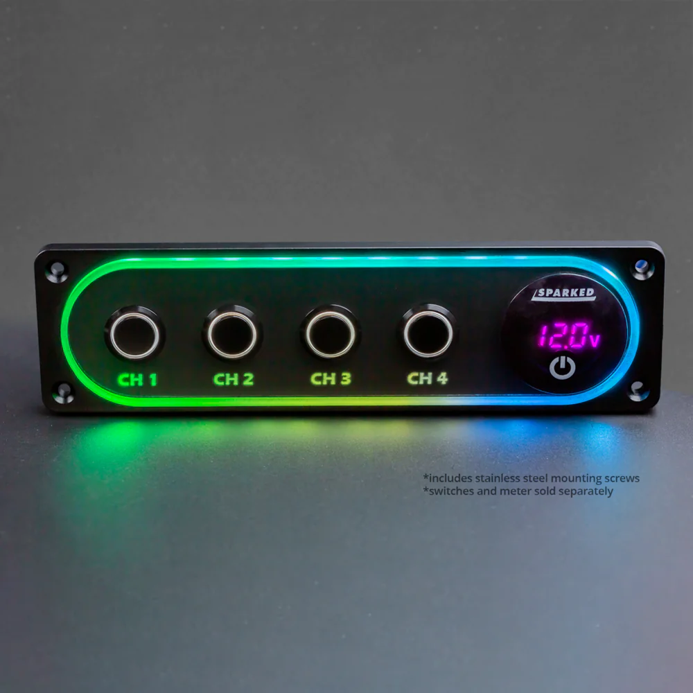 Illuminated Black Single DIN Aluminum Switch And Voltmeter Panel ...