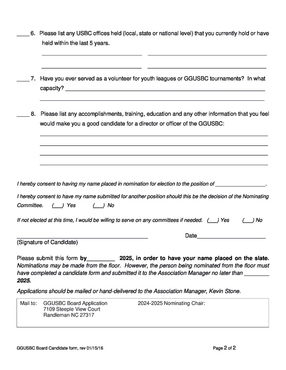 Forms & Applications | Greater Greensboro USBC