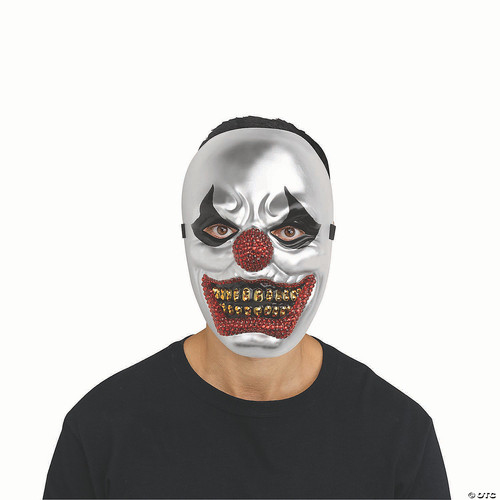 Adults Silver with Red & Gold Rhinestone Bling Big Top Clown Full Mask ...