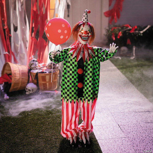 51 1/2" Animated Standing Clown with Polka Dot Balloon Halloween ...