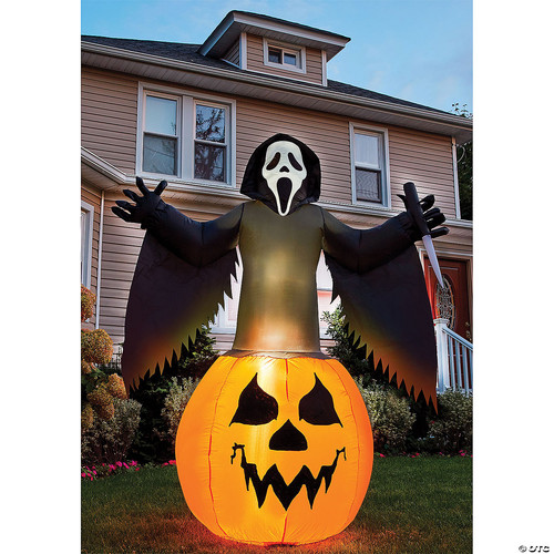 Ghost Face® Pumpkin Lawn Inflatable UK | Haunted Props