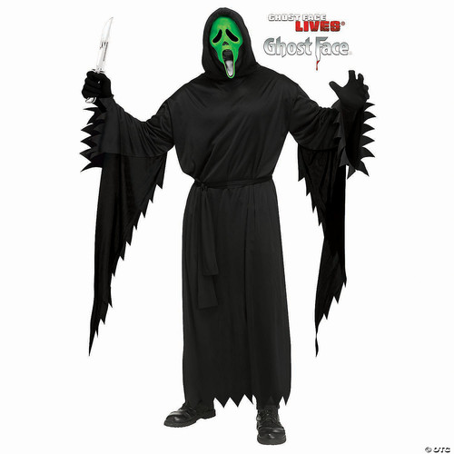 Kids Ghost Face® Black Robe with Green Fluorescent Mask Costume - Large ...