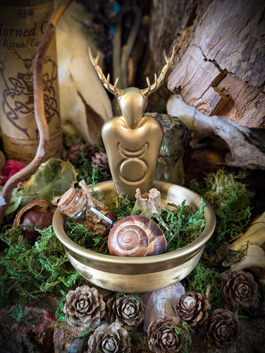 Horned God Offering Bowl in Gold | Altar Collective