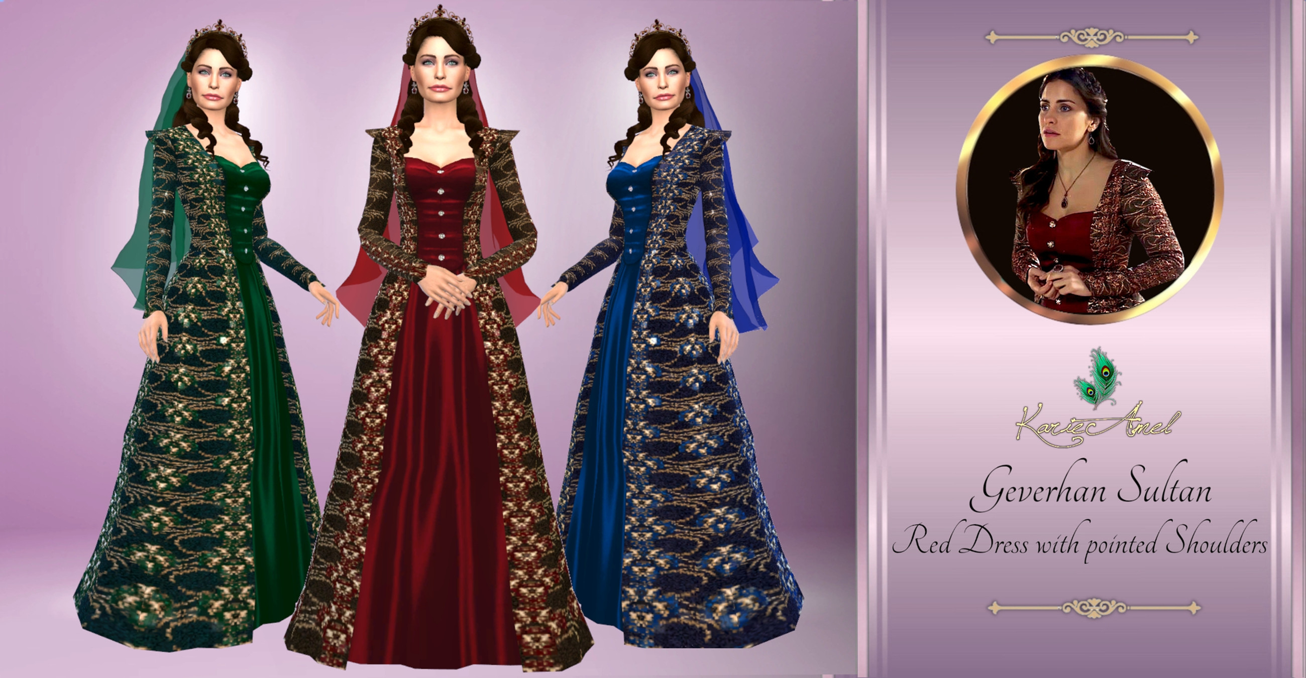 💘 Geverhan Sultan Red Dress with pointed Shoulders💘