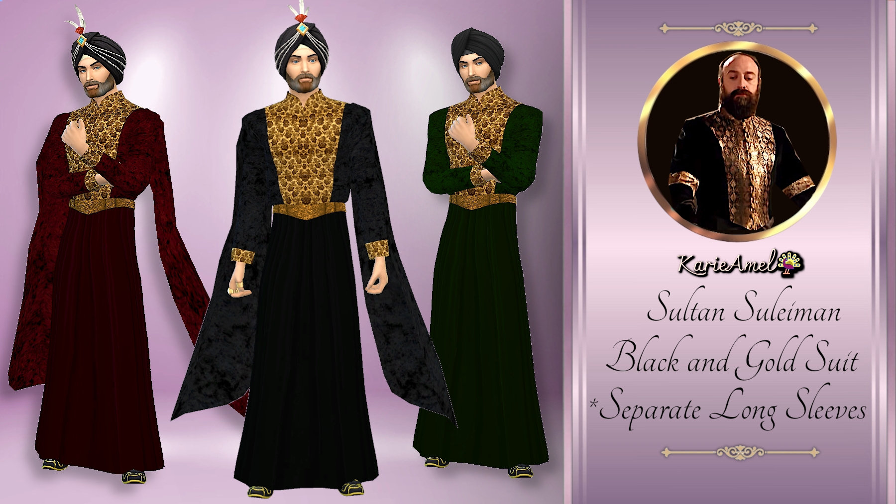 👑Sultan Suleiman Black and Gold Suit-Kaftan 👑
