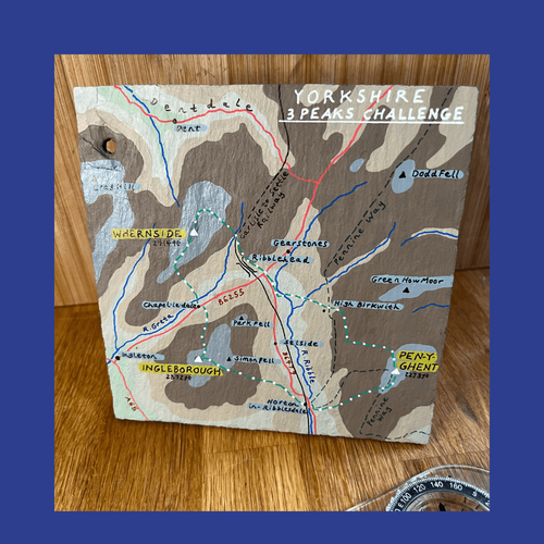 Yorkshire Three Peaks Challenge Slate Map | Dyad Crafts