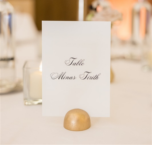 Supports menus boules dorées | Location décoration mariage Ile de France