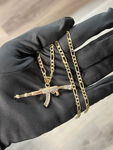 Tri-Tone AK-47 Necklace (Chain Set or Pendant Only) | Dunamys Jewelry