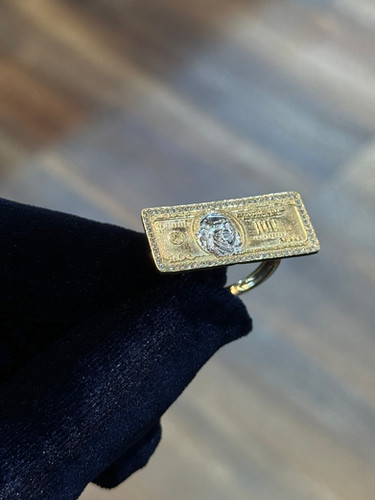 Solid CZ 100 Dollar Bill Ring | Dunamys Jewelry