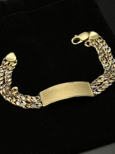 Women's Tri-Color Cuban ID Bracelet | Dunamys Jewelry