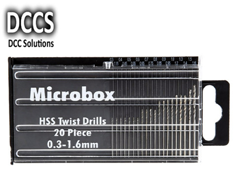 20 Piece Micro HSS Twist Drill Set Sizes 0.3 - 1.6mm | DCC Solutions