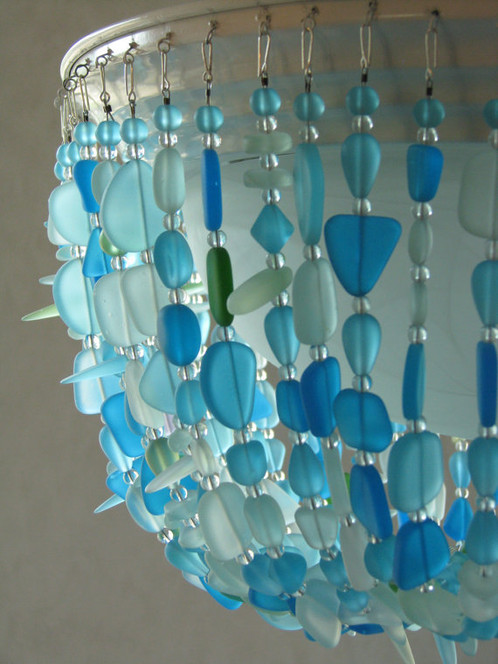 Sea Glass Ceiling Light Fixture Chandelier Lighting FLUSH MOUNT Coastal ...