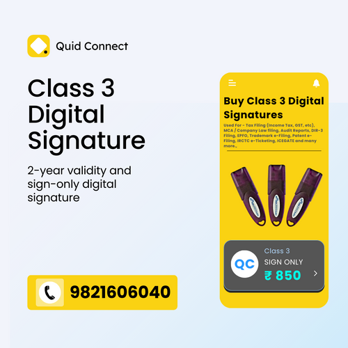 Class 3 Digital Signature (DSC) Sign Only, Valid for 2 Years | Quid Connect