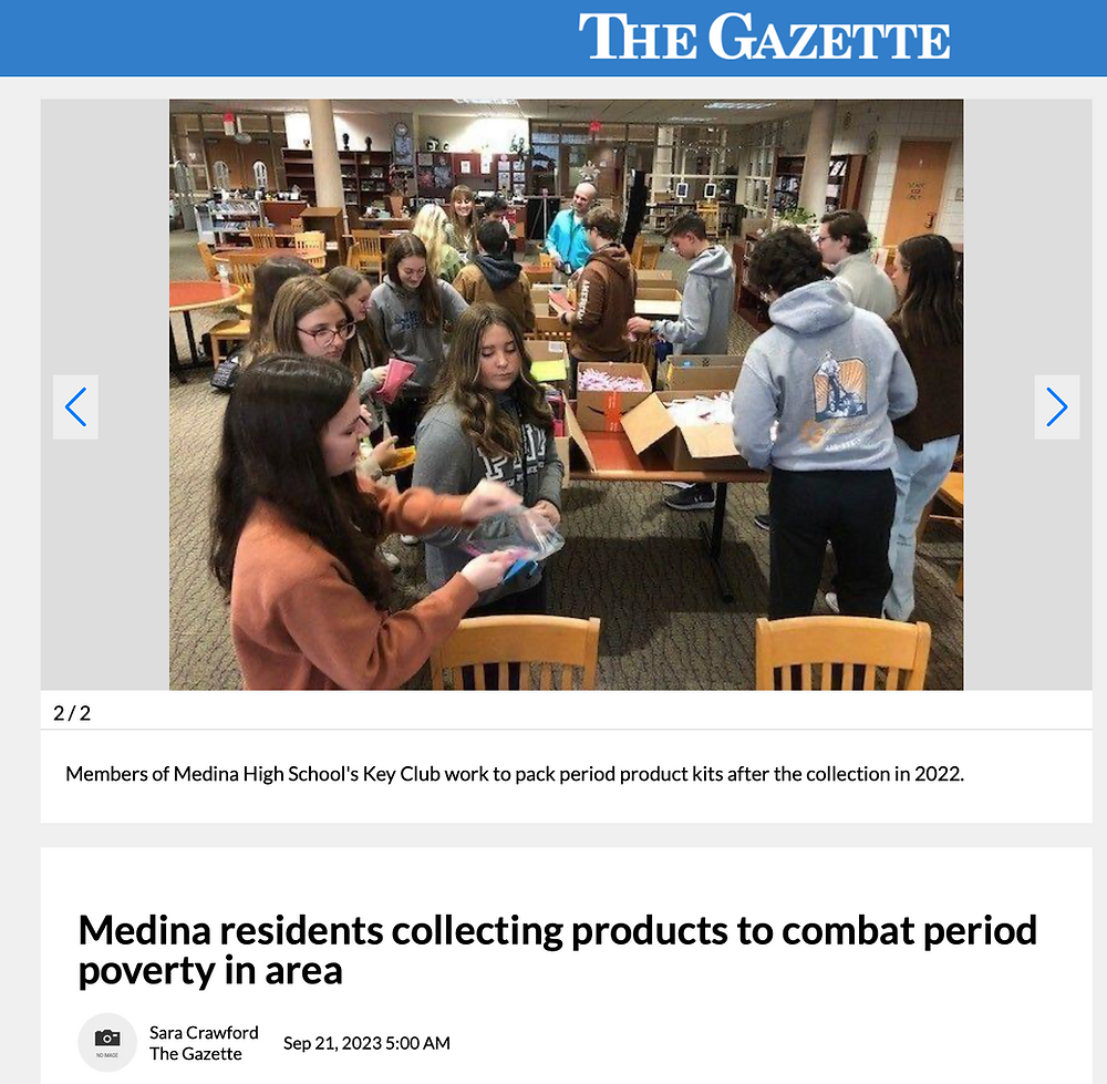 Period Poverty Project Featured in Medina Gazette