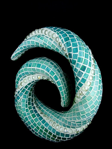 Aqua Swirl - Glass Mosaic Wave Sculpture by Suzanne Vaughan | Angi D ...