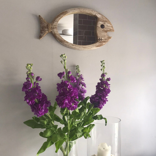 WHITE WOODEN FISH MIRROR | The Coastal Lifestyle Company