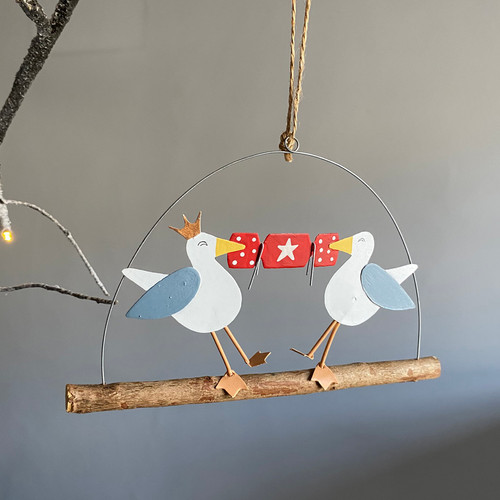 SEAGULLS PULLING CRACKER HANGING DECORATION | The Coastal Lifestyle Company
