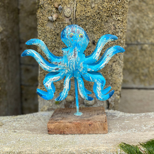 DISTRESSED BLUE OCTOPUS ORNAMENT | The Coastal Lifestyle Company