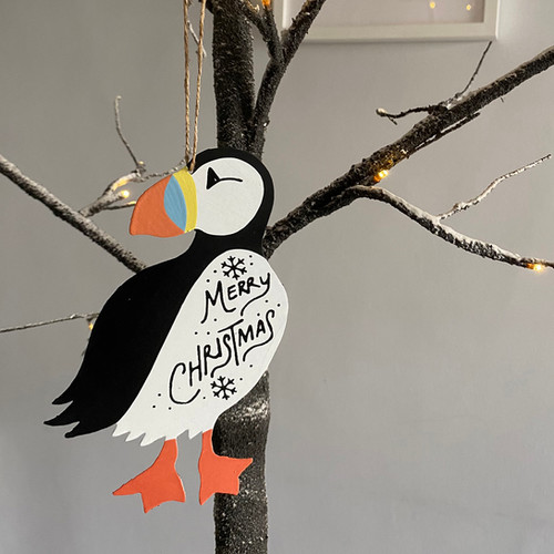 MERRY CHRISTMAS PUFFIN DECORATION | The Coastal Lifestyle Company