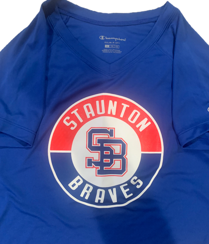 Champion V Neck Dri Fit Short Sleeve Blue | Staunton Braves