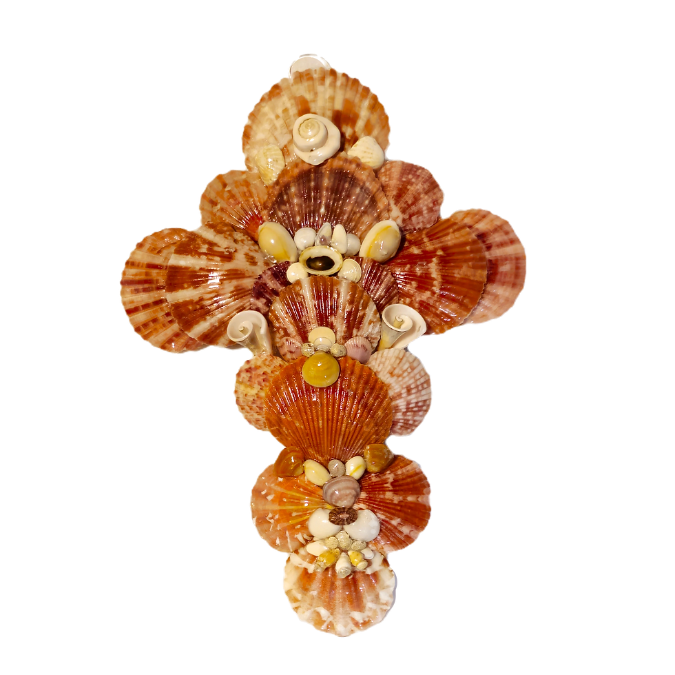 Crucifix | Red | Seashells | Religious Decor | Wall Cross