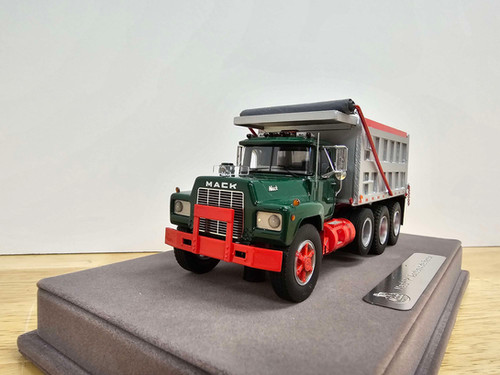 Mack R-Model Tri-axle Dump Truck- Green/Red/Silver | edsdiecastshed