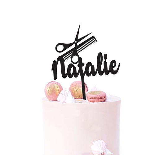 Scissors and Comb with Name - Cake Topper | POSH TOPPERS