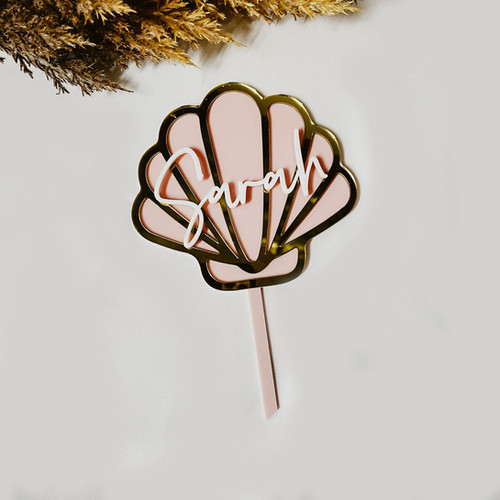 Mermaid Shell + Custom Name - 3D Acrylic Cake Topper | POSH TOPPERS