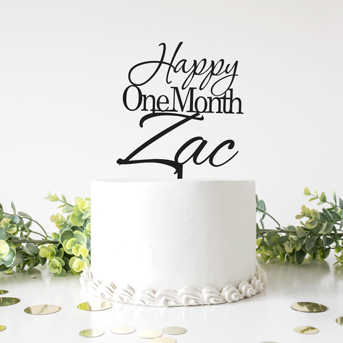 Happy One Month Custom Name - Cake Topper | POSH TOPPERS