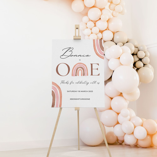 Personalised Boho Rainbow - Printed Welcome Sign | POSH TOPPERS