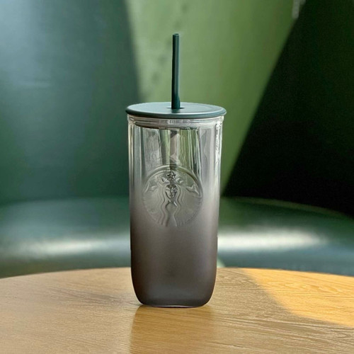 Black Ombre / Gradient Triangle Glass Straw Cup China Black Ink Autumn ...