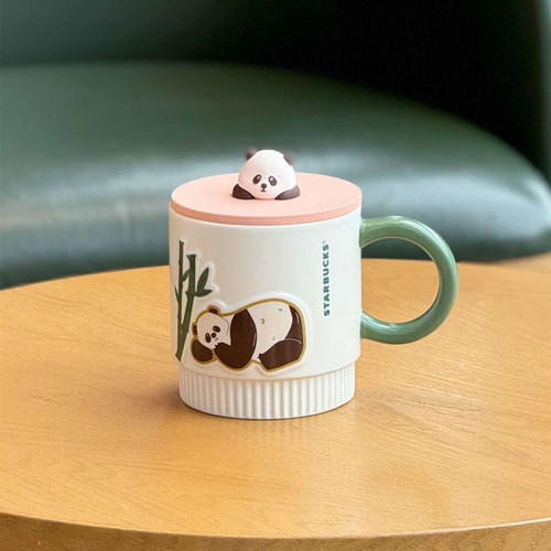 Panda Ceramic Mug with Lid Panda Bamboo Collection | Pandaroo Unique