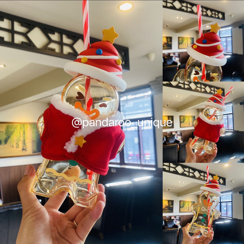 Gingerbread Man Straw Glass Cup | Pandaroo Unique