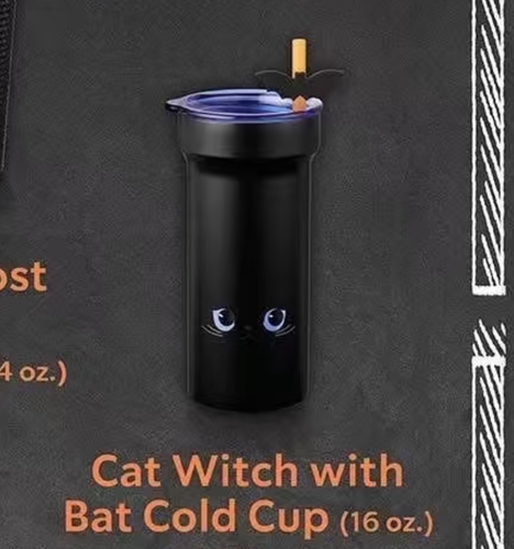 Black Cat SS Straw Cup with Bat Topper APAC Halloween 2025 | Pandaroo ...