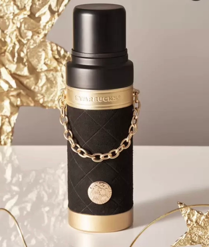 Black Gold Stainless Steel Tumbler with Chain Pouch | Pandaroo Unique