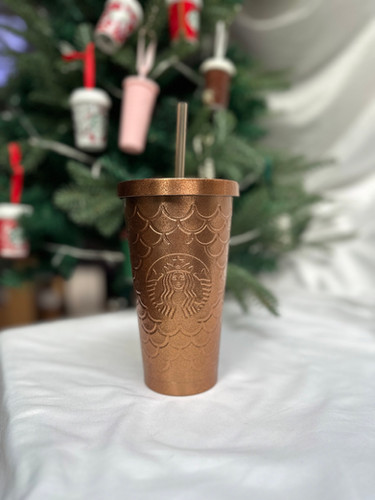 Copper Glitter Scales Stainless Steel Straw Cup | Pandaroo Unique