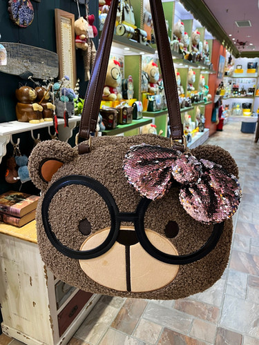 Cream Bear Brand Bear Head with Ribbon Bag | Pandaroo Unique