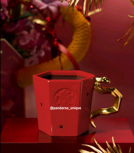 Red Ceramic Cup with Golden Snake Handle China Year of The Snake 2025 ...