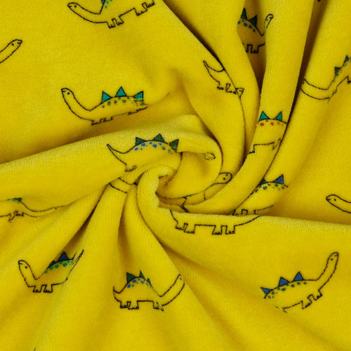 Nicki kleine Dinos, Dinosaurierstoff, gelb | Stoffe Fuchs
