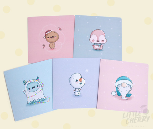 Pack of 5 Cute Christmas Cards | little-cherry-cake