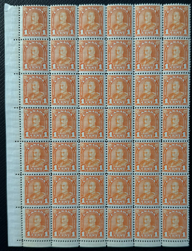UCS#162 MNH block of 42 - 1c orange King George V Arch issue | Skf Stamps