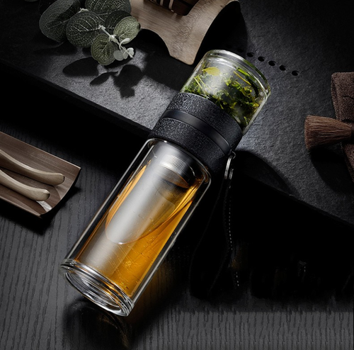 Double Glass Tea Brewer (Name Carving) | Craftedleaf Tea